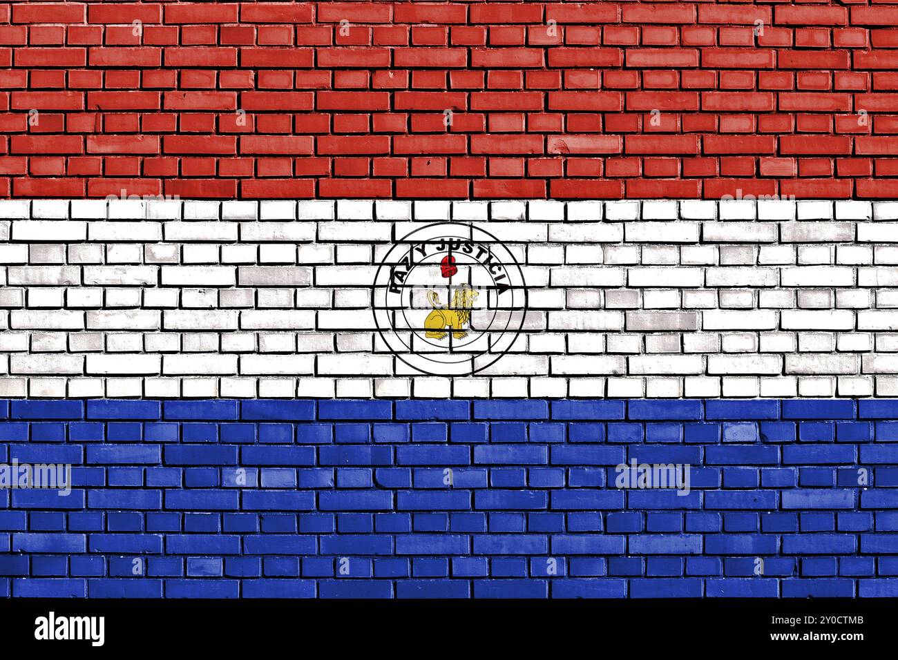 Flag of Paraguay reverse painted on brick wall Stock Photo - Alamy