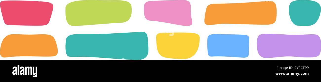 Hand drawn organic rectangle frames. Abstract doodle liquid shapes. Organic free flat blobs ...