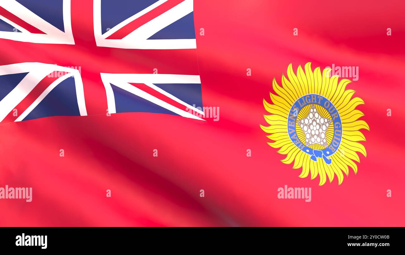 3D renderer-British Raj Red Ensign flag unfolding in the wind Stock ...
