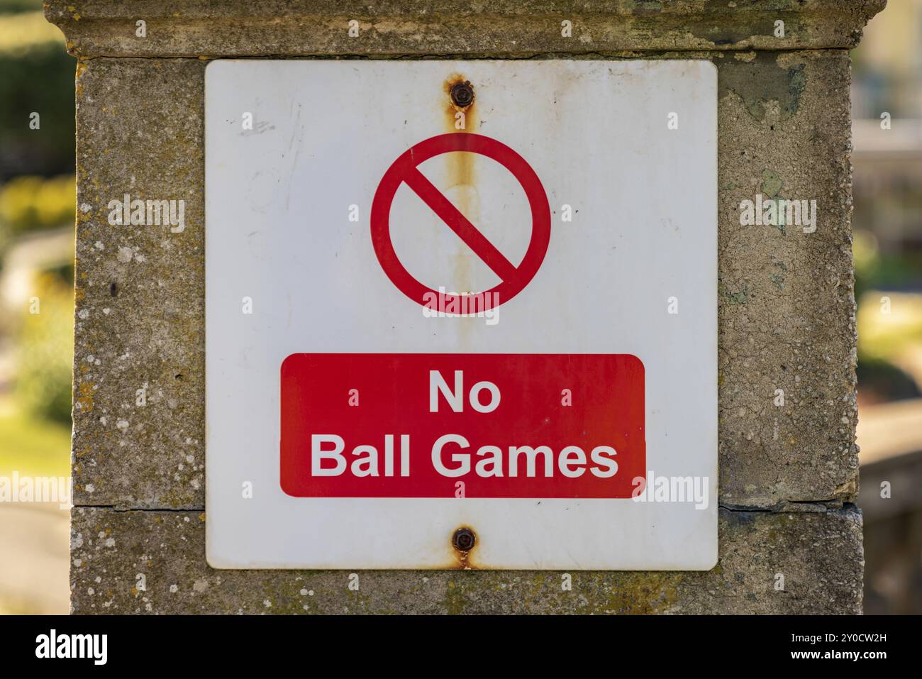 Sign: No ball games, seen in Ilfracombe, Devon, England, UK Stock Photo ...