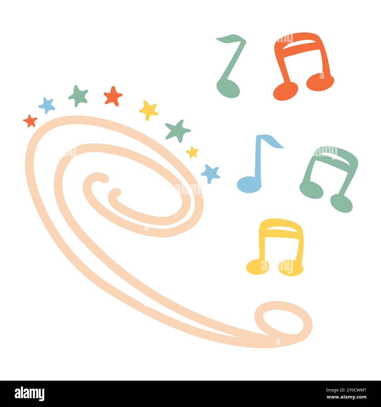 Musical notes, stars staff line vintage colored Stock Vector Image ...