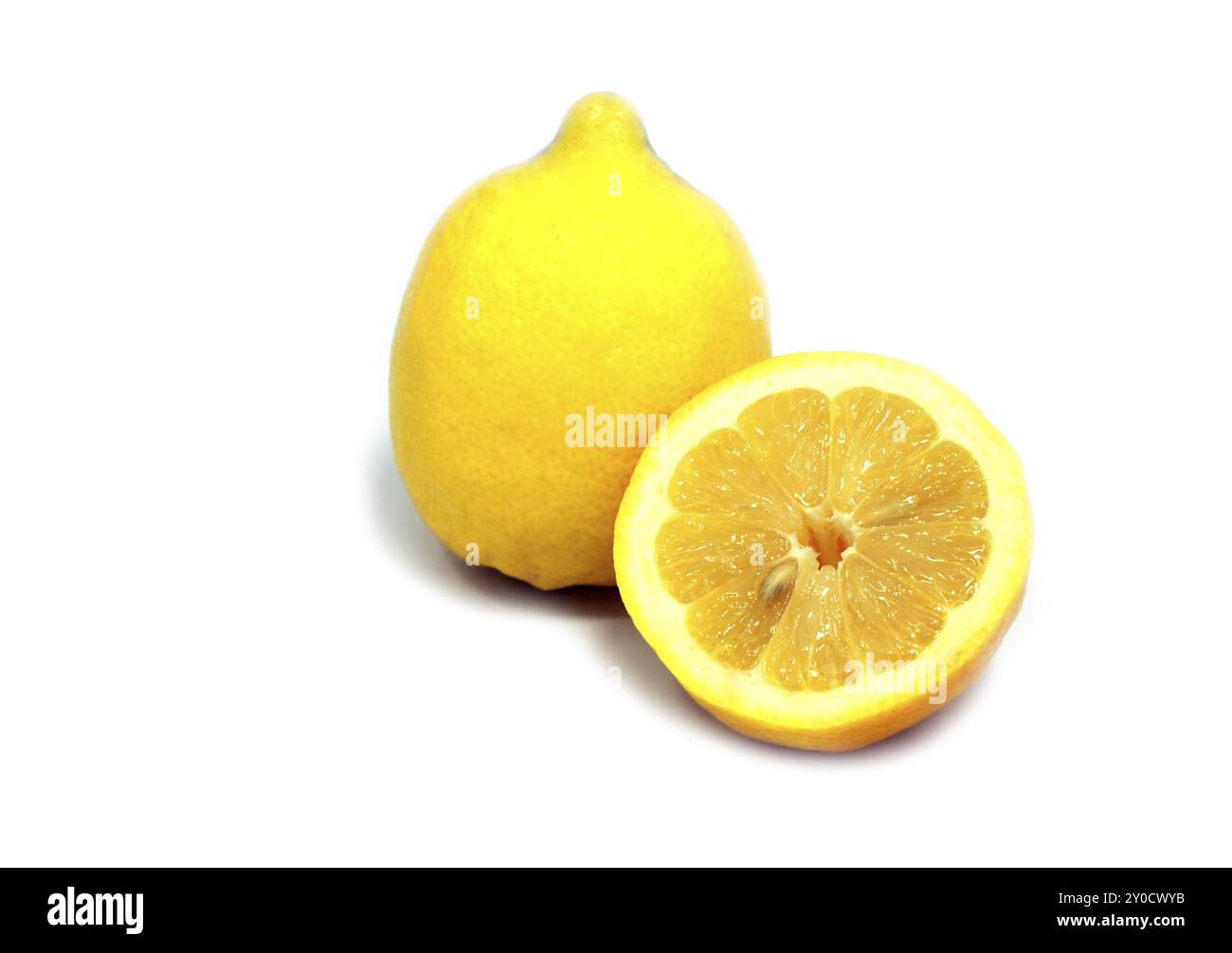 Cut juicy lemon isolated on white background Stock Photo - Alamy