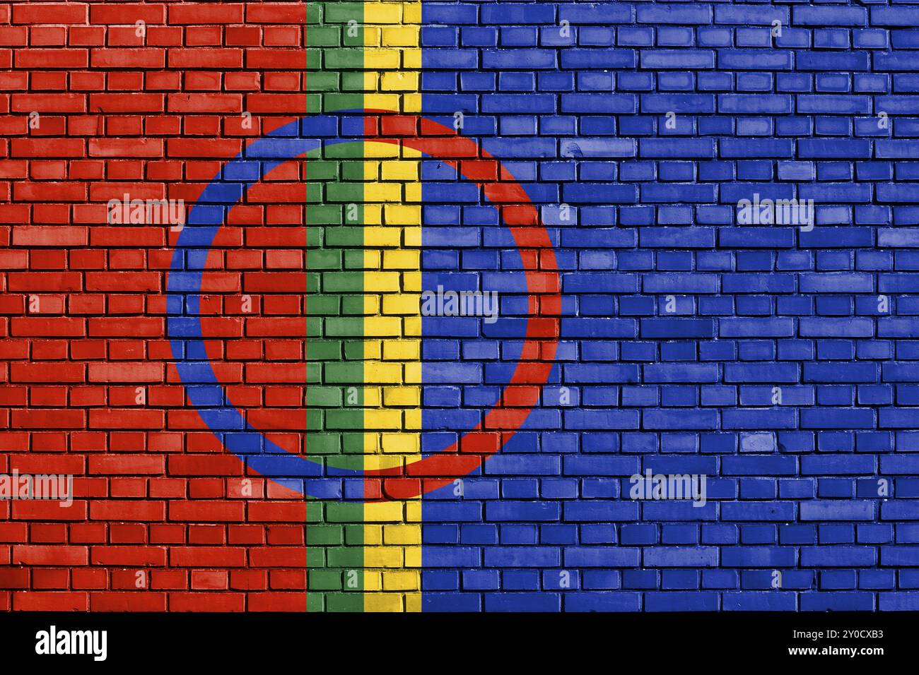 Flag of Sami people painted on brick wall Stock Photo - Alamy