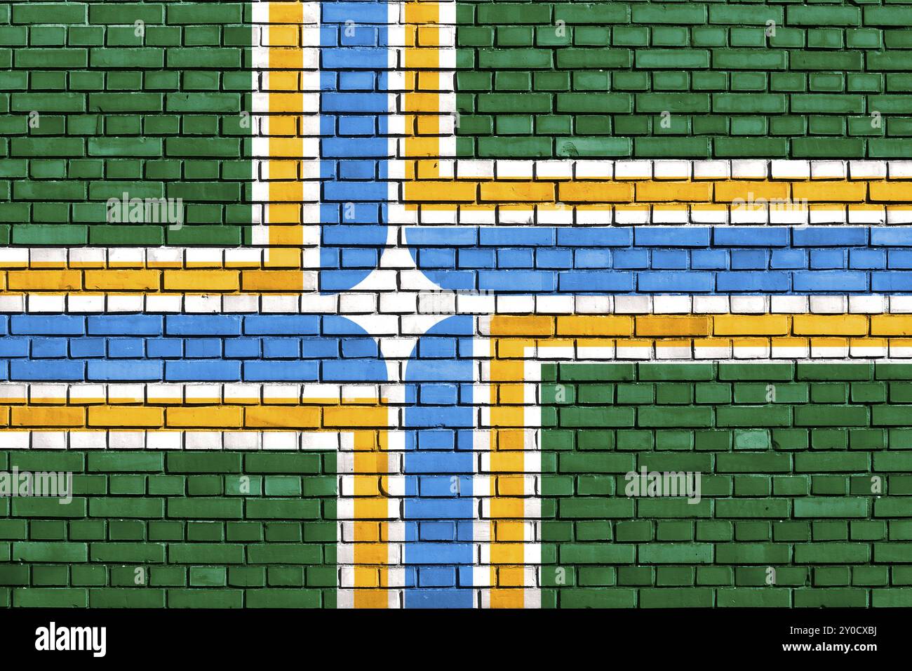 Flag of Portland painted on brick wall Stock Photo - Alamy