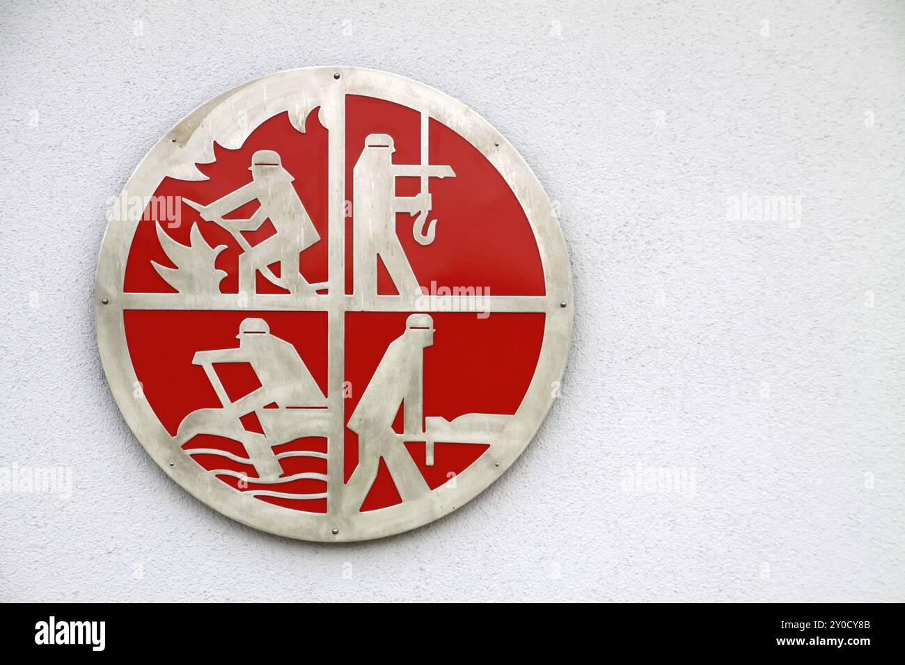 Fire brigade symbol at the fire station in Alverdissen Stock Photo - Alamy