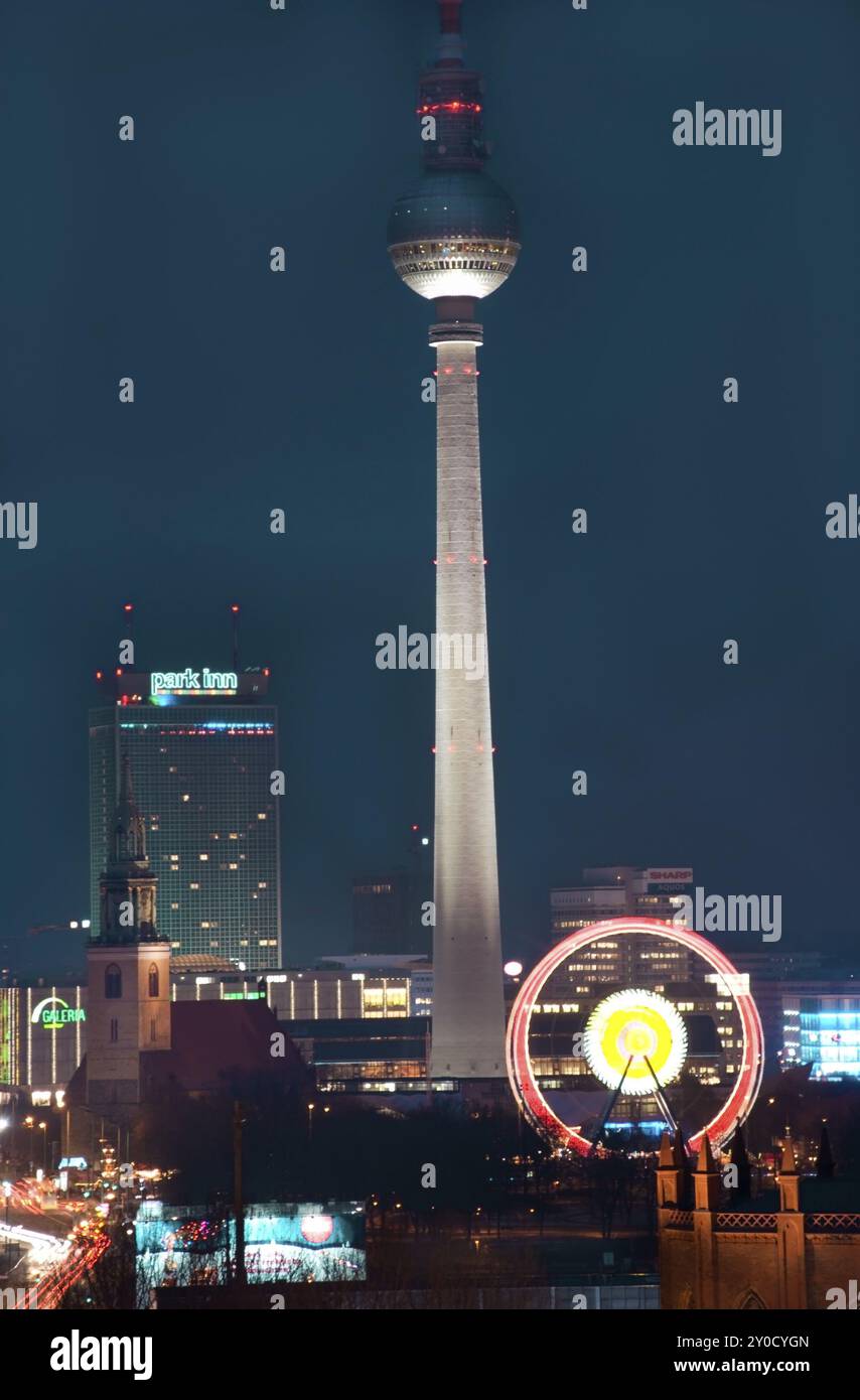 Berlin at night with alexanderplatz tv tower Stock Photo - Alamy