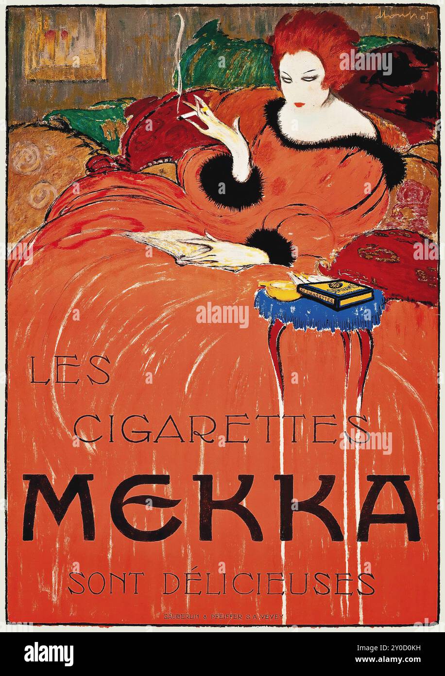 LES CIGARETTES MEKKA, vintage tobacco, cigarette advertising poster ...