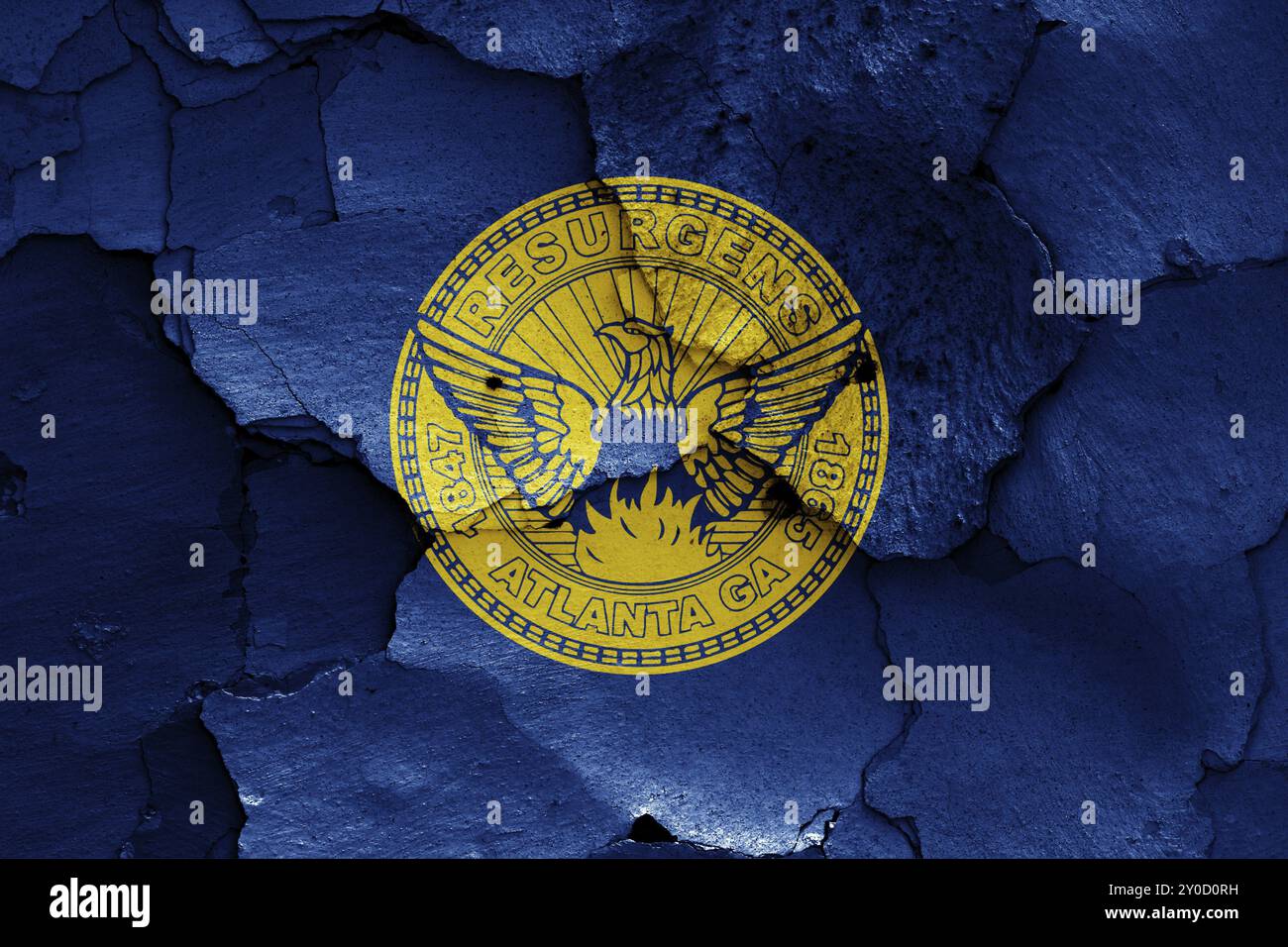 Flag of Atlanta painted on cracked wall Stock Photo - Alamy
