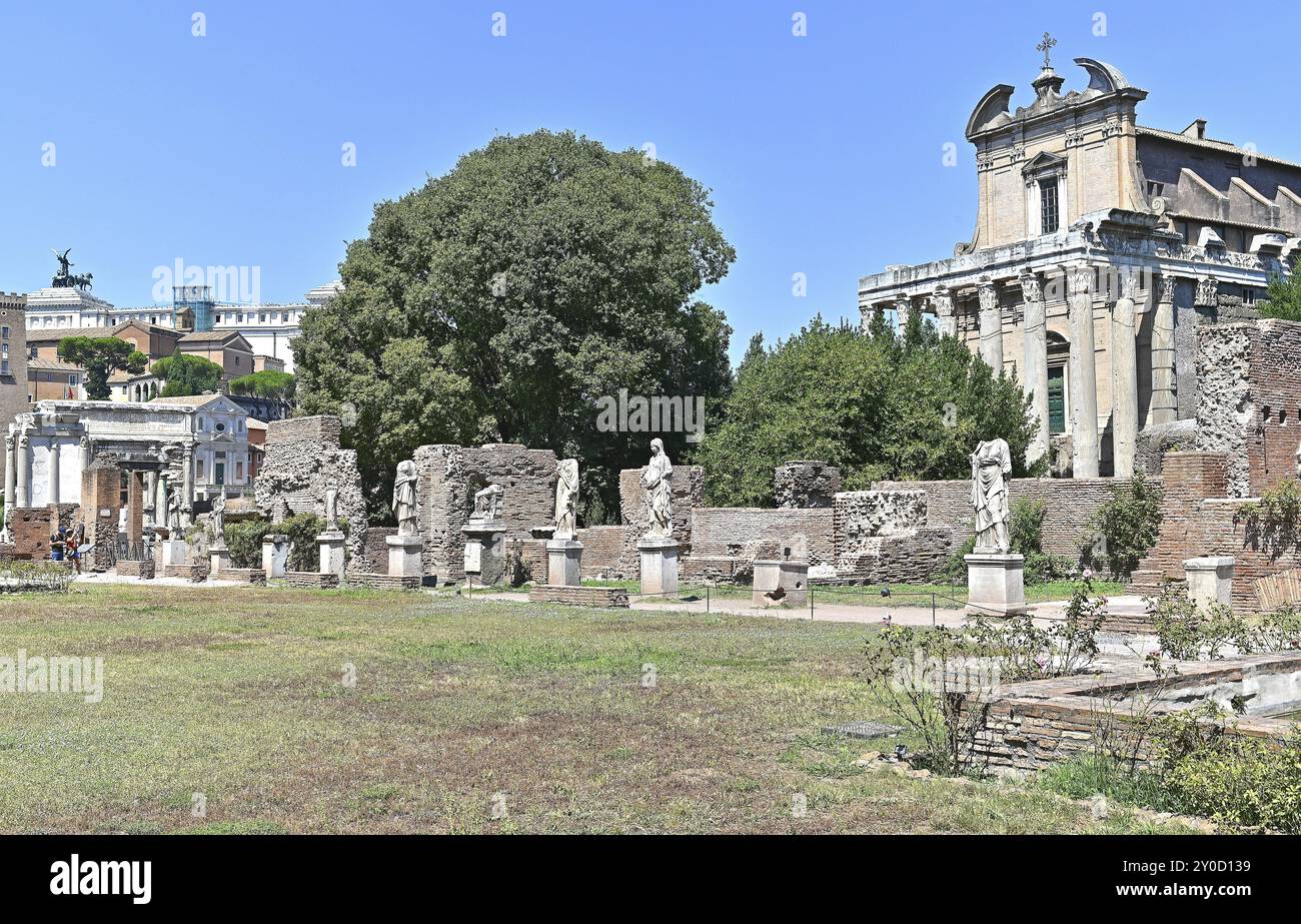 House of the Vestal Virgins with a view of the temples of Antonio and ...