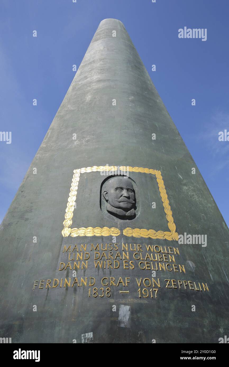 Ferdinand Graf von Zeppelin monument with head relief and quote, You ...