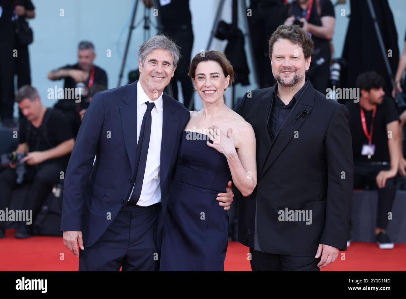 Venice, Italy. 1st Sep, 2024. Director Walter Salles, actress Fernanda Torres and actor Selton ...