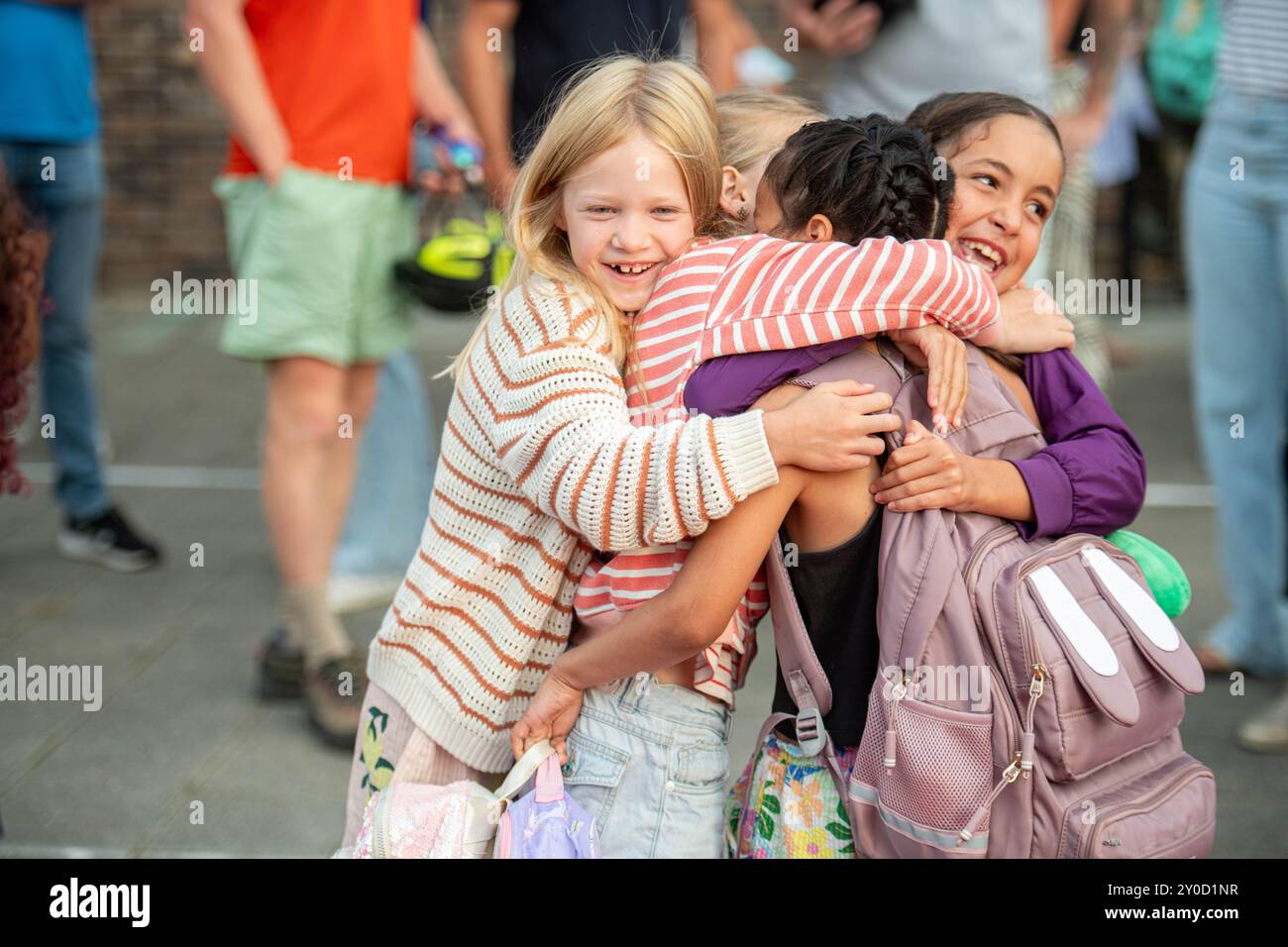 Sint Pieters Leeuw, Belgium. 02nd Sep, 2024. Pupils rejoice in seeing ...