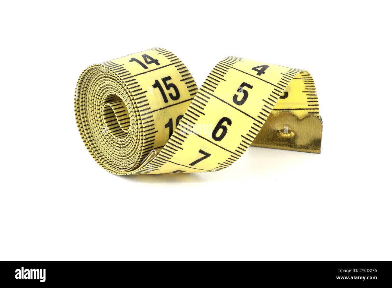 Spirals of yellow tape measure create a visual impression of motion ...
