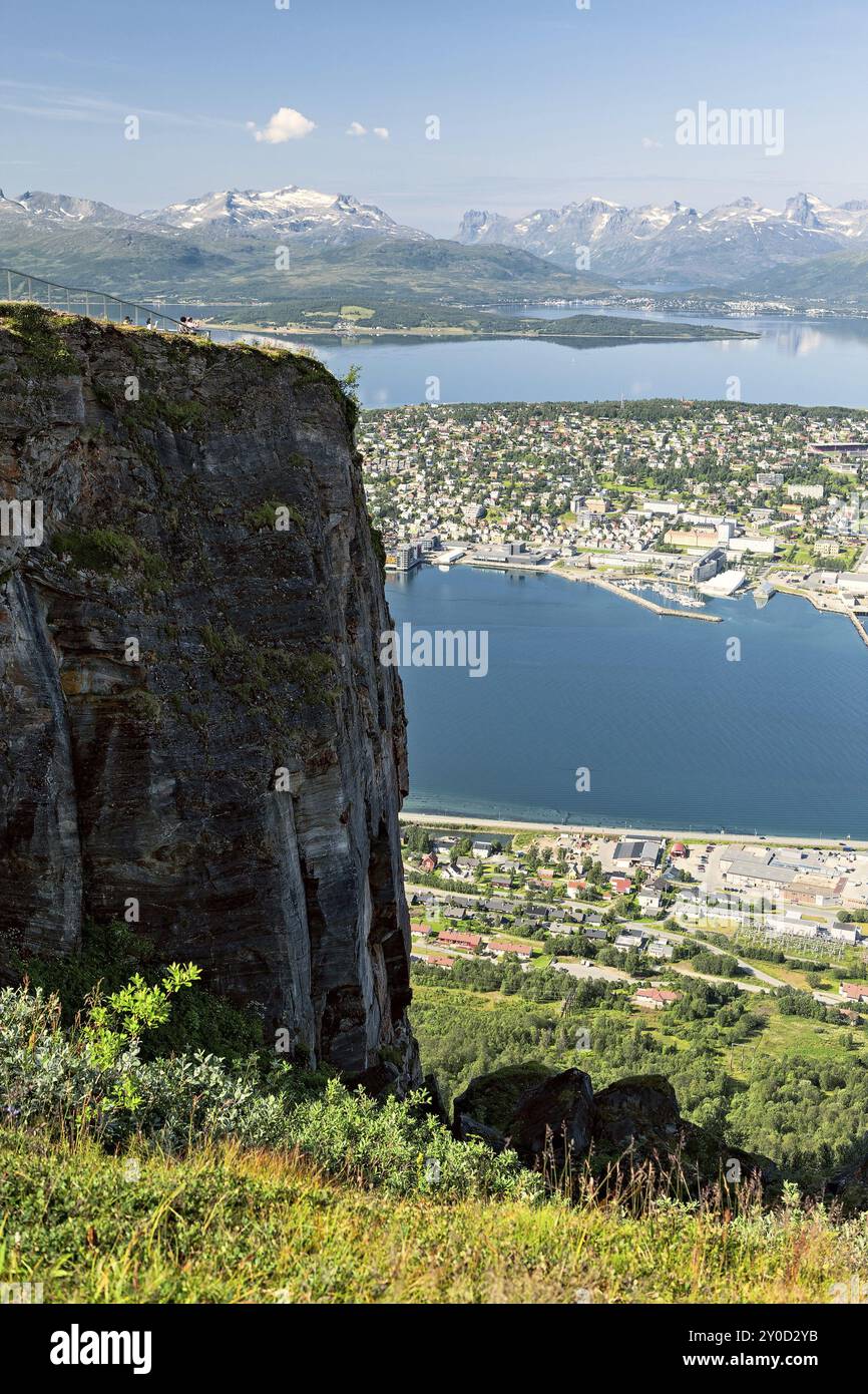 Mountains view and Tromso city seen from above, Norway, Europe Stock ...