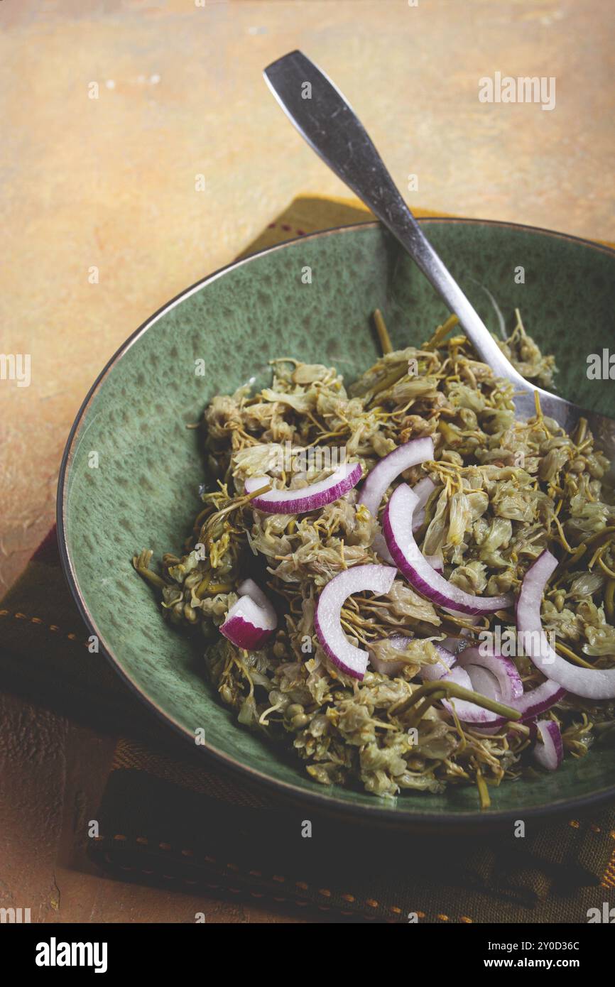 Jonjoli, Colchian klekachka, jonjoli salad, with red onion and butter ...