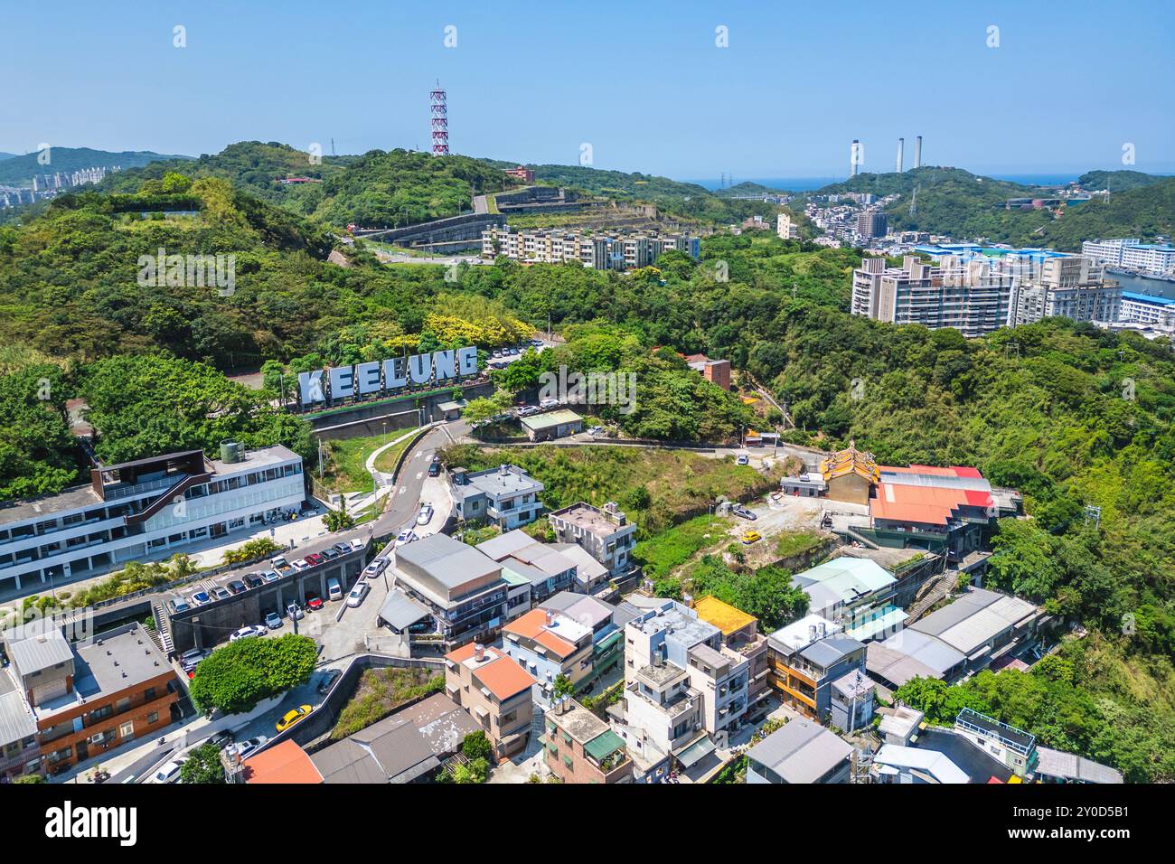 Aerial view of Keelung landmark park located atKeelung city in north ...