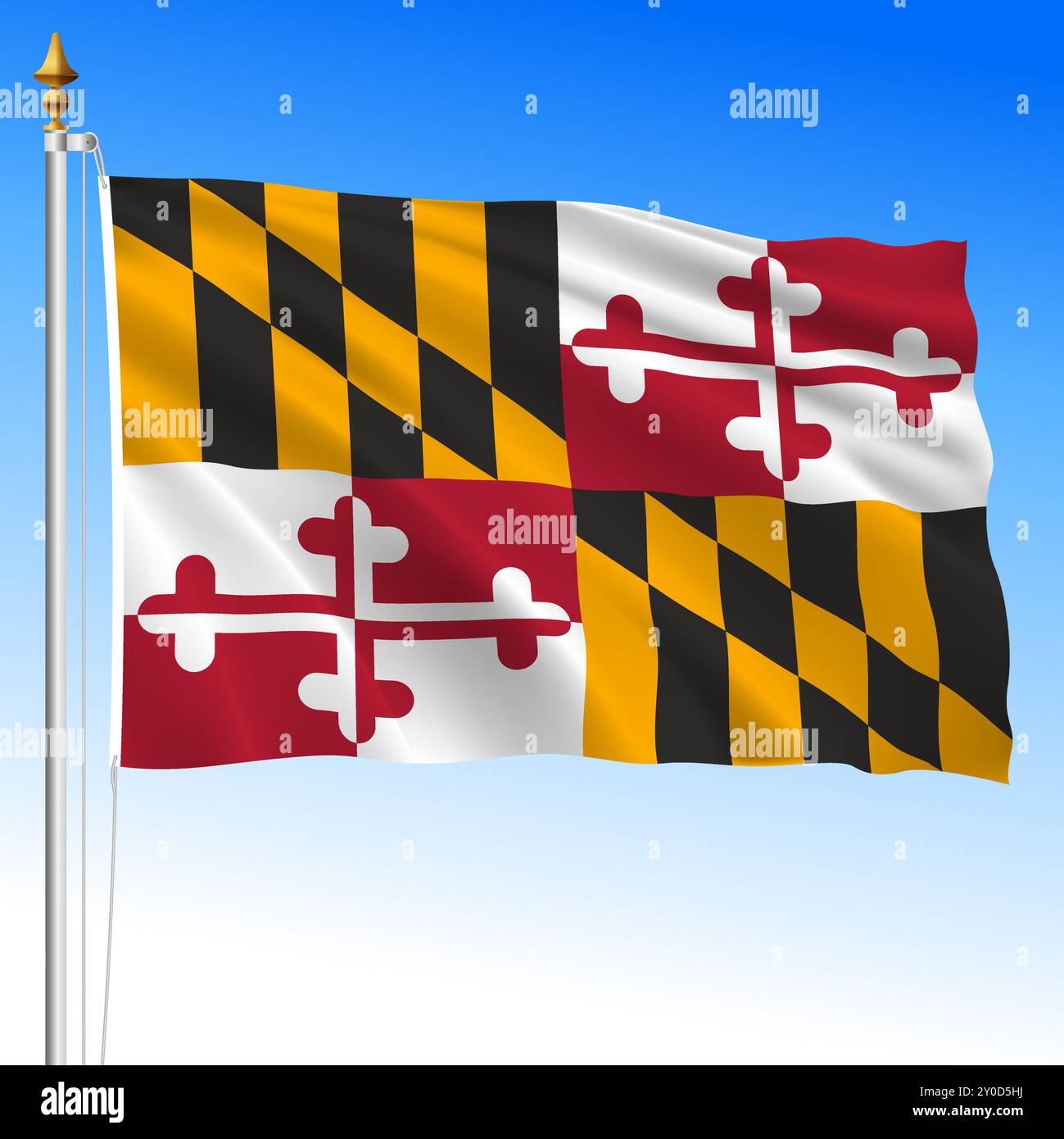 Maryland federal state waving flag, United States, USA, vector ...
