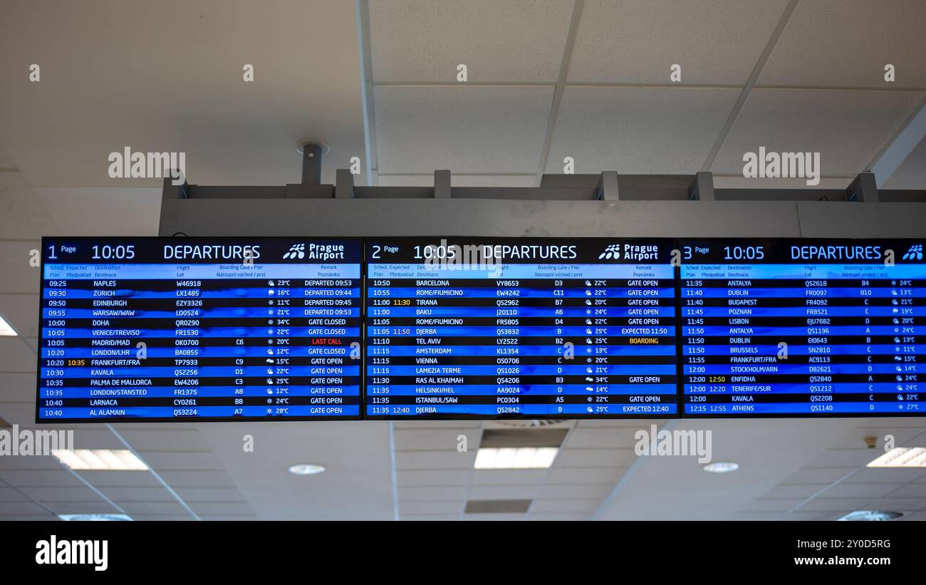 Electronic flight information display at Vaclav Havel Airport Prague ...