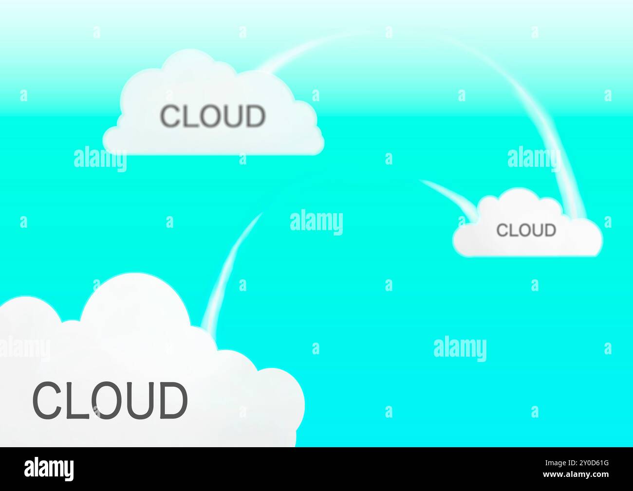 3 clouds with the word CLOUD written on them against blue background ...