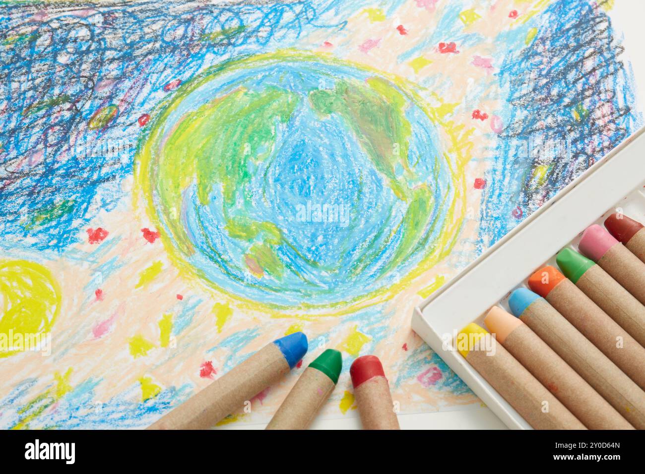 Earth and crayons Stock Photo - Alamy