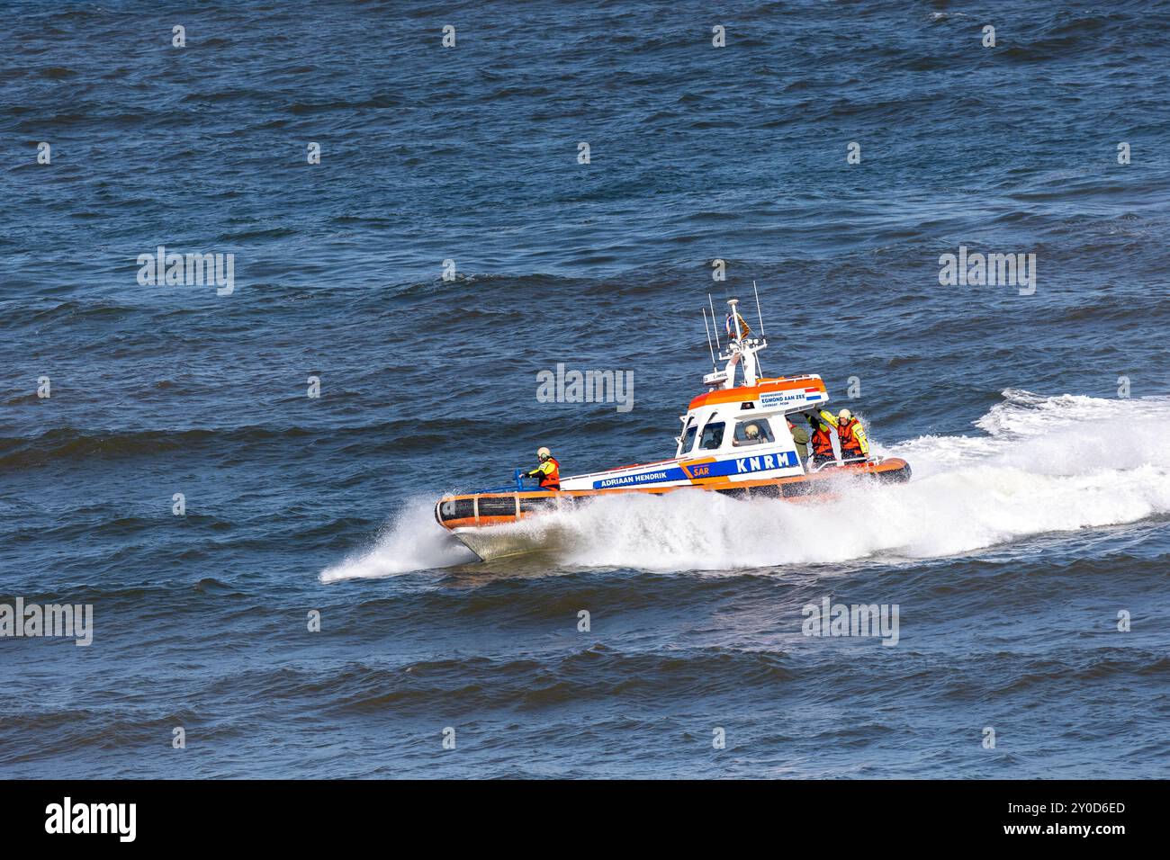 A Dutch coast guard rescue boat (Reddingsbrigade KNRM) speeds through ...