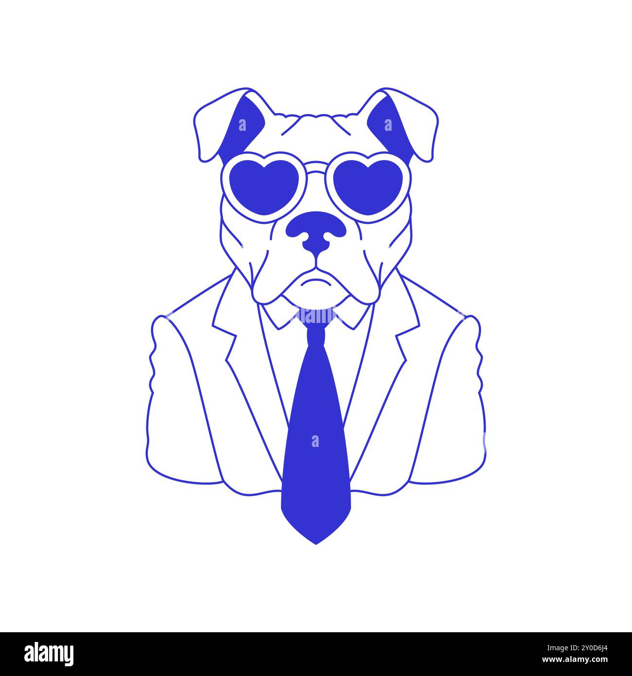 Y2k funky dog Pitbull suit sunglasses heart shape comic groovy line ...