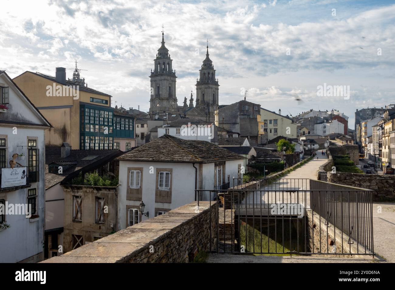 A picturesque view seen from the town wall captures the historic ...
