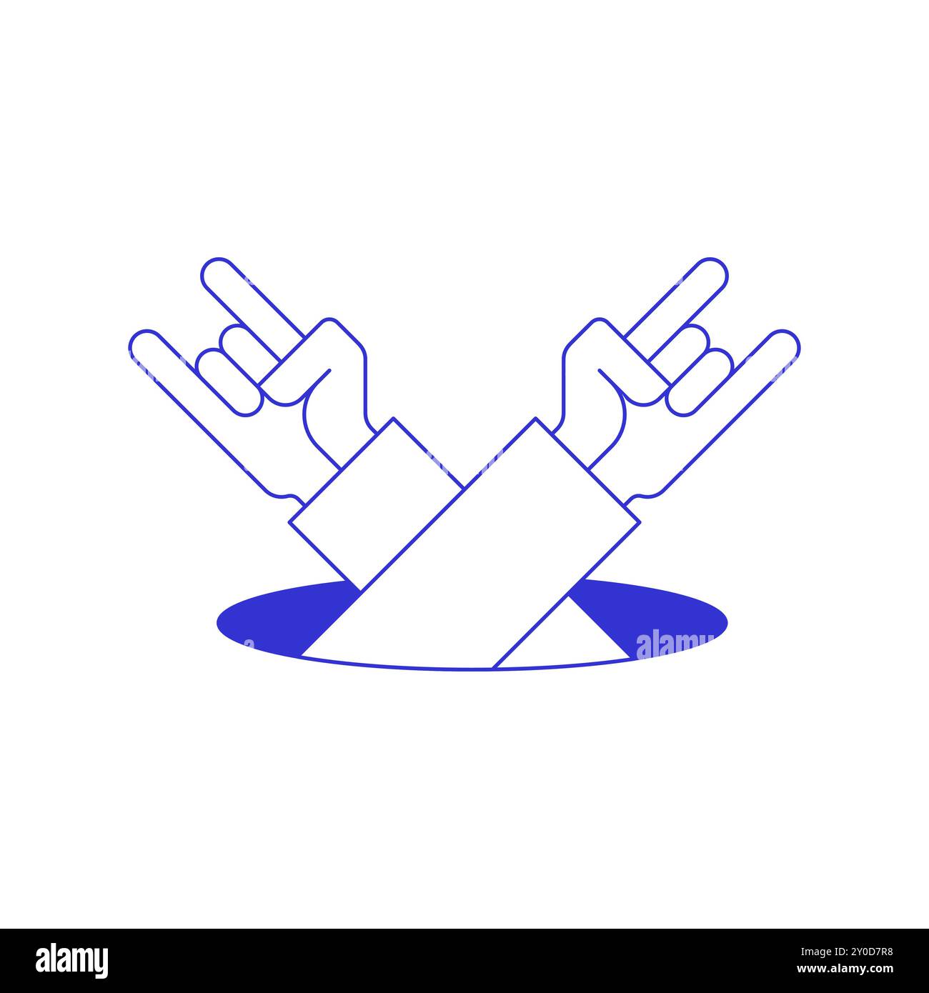 Y2k punk rock cool crossed human hands at hole psychedelic line icon ...