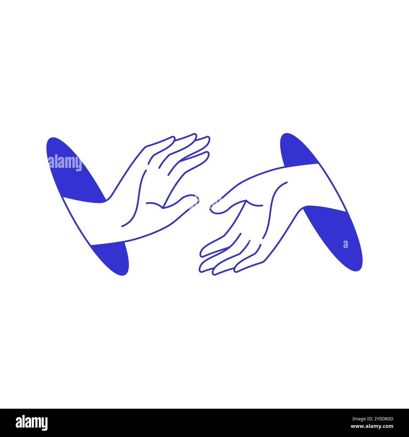 Y2k two hands connection to each other from hole contemporary pop art ...