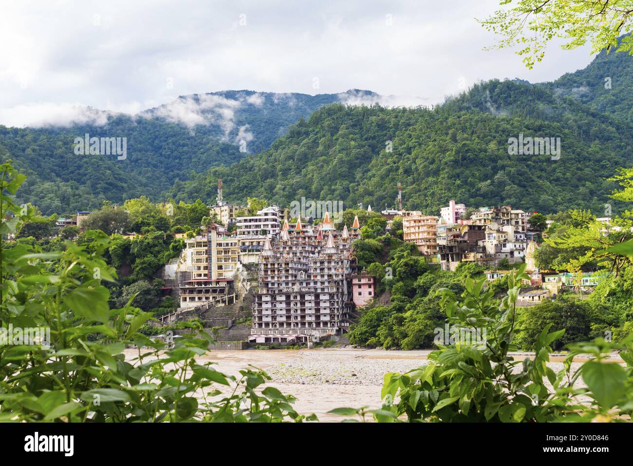 View of The City of Rishikesh and The Holy Ganges River in India Stock ...
