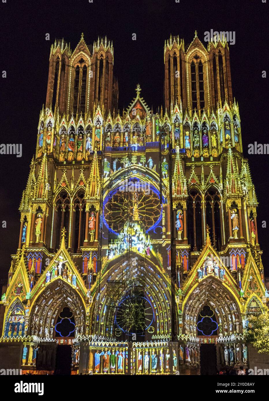 Light Show at Reims Cathedral Stock Photo - Alamy