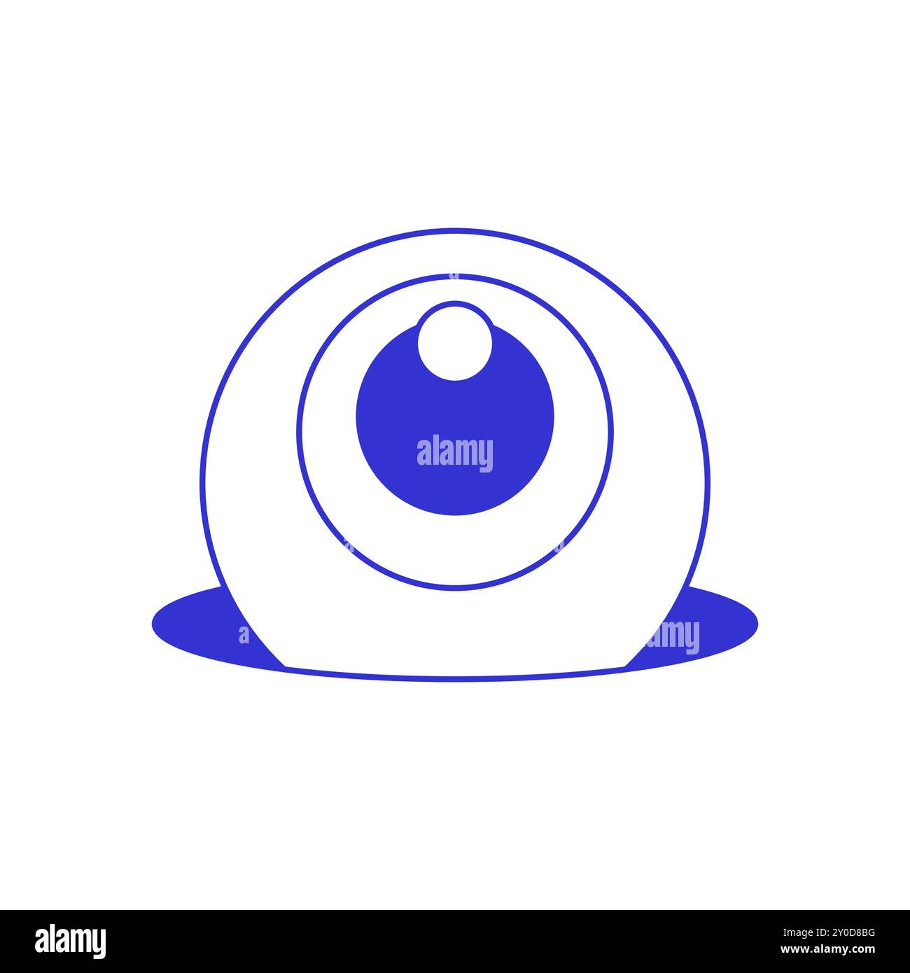 Y2k psychedelic eye bullseye hiding in hole comic groovy blue line icon ...