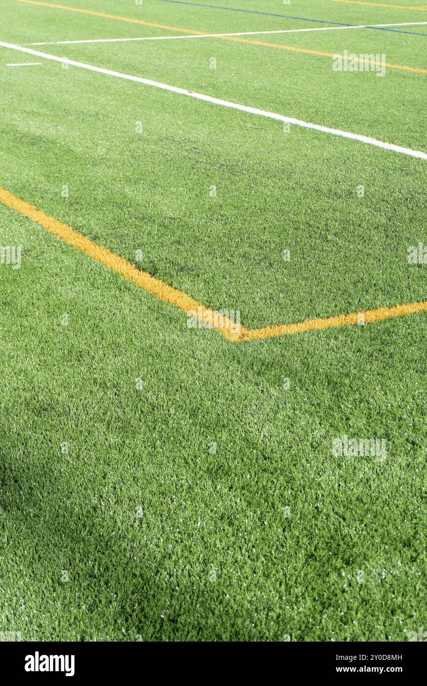 Soccer field with a new artificial turf field. Soccer background with ...