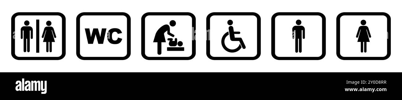 Toilet icons set, man and woman symbol, toilet signs, WC toilet signs ...