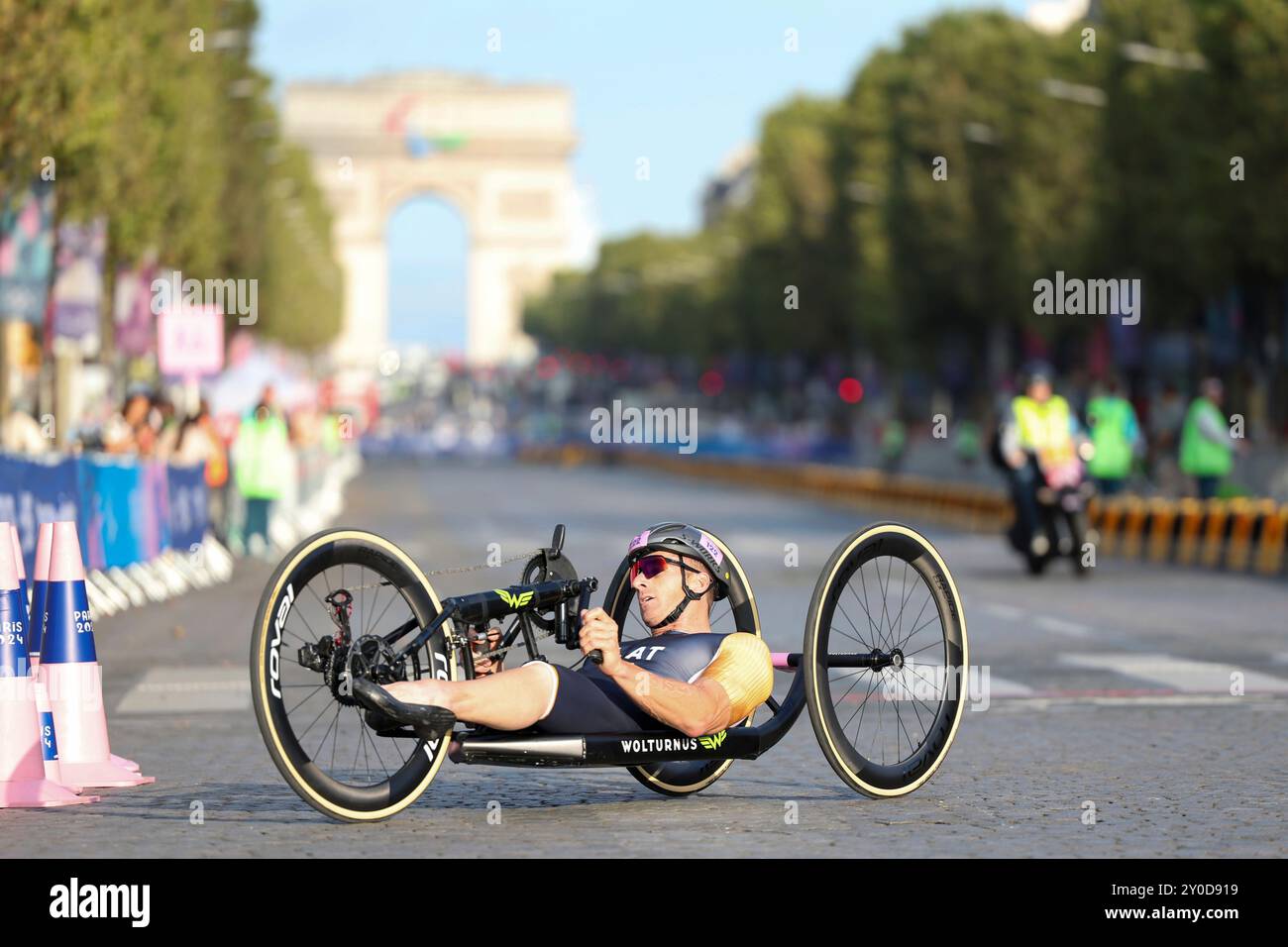 Jetze Plat from the Netherlands makes his way down the Avenue des ...