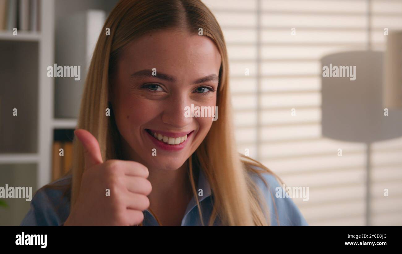Happy excited carefree Caucasian woman dancing cheerful moving showing ...