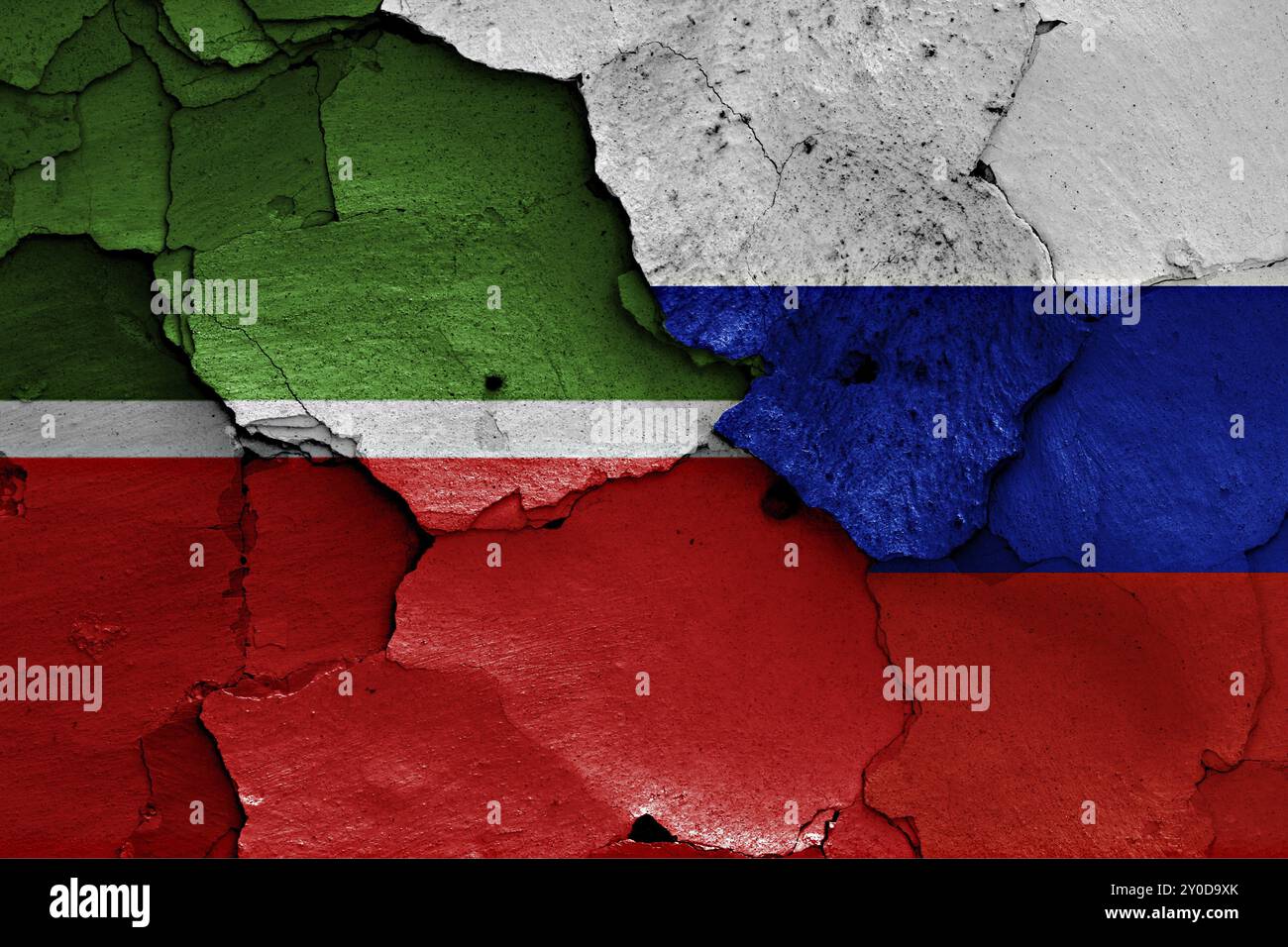 Flags of Tatarstan and Russia painted on cracked wall Stock Photo - Alamy