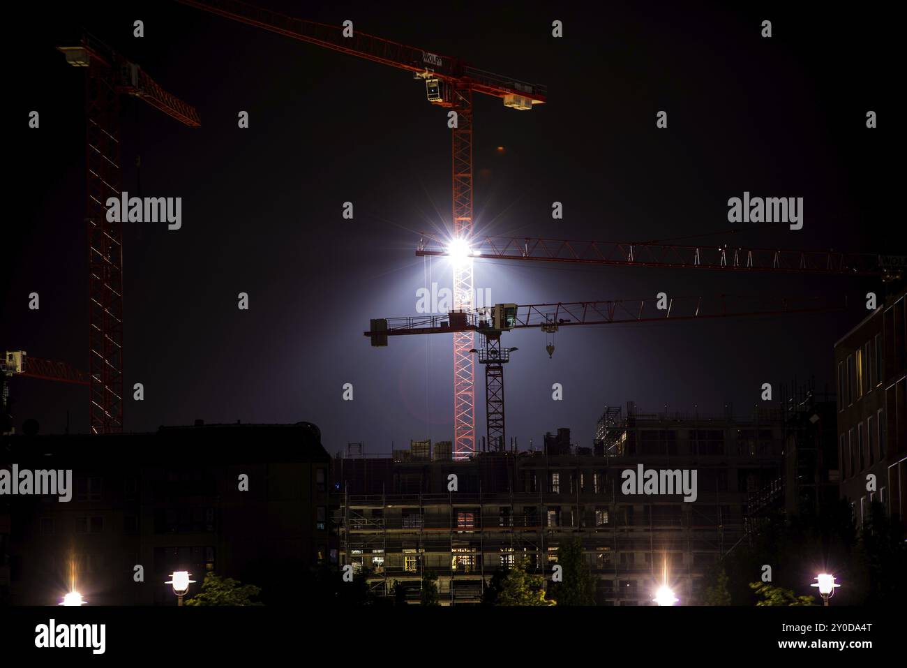 Berlin construction site at night Stock Photo - Alamy
