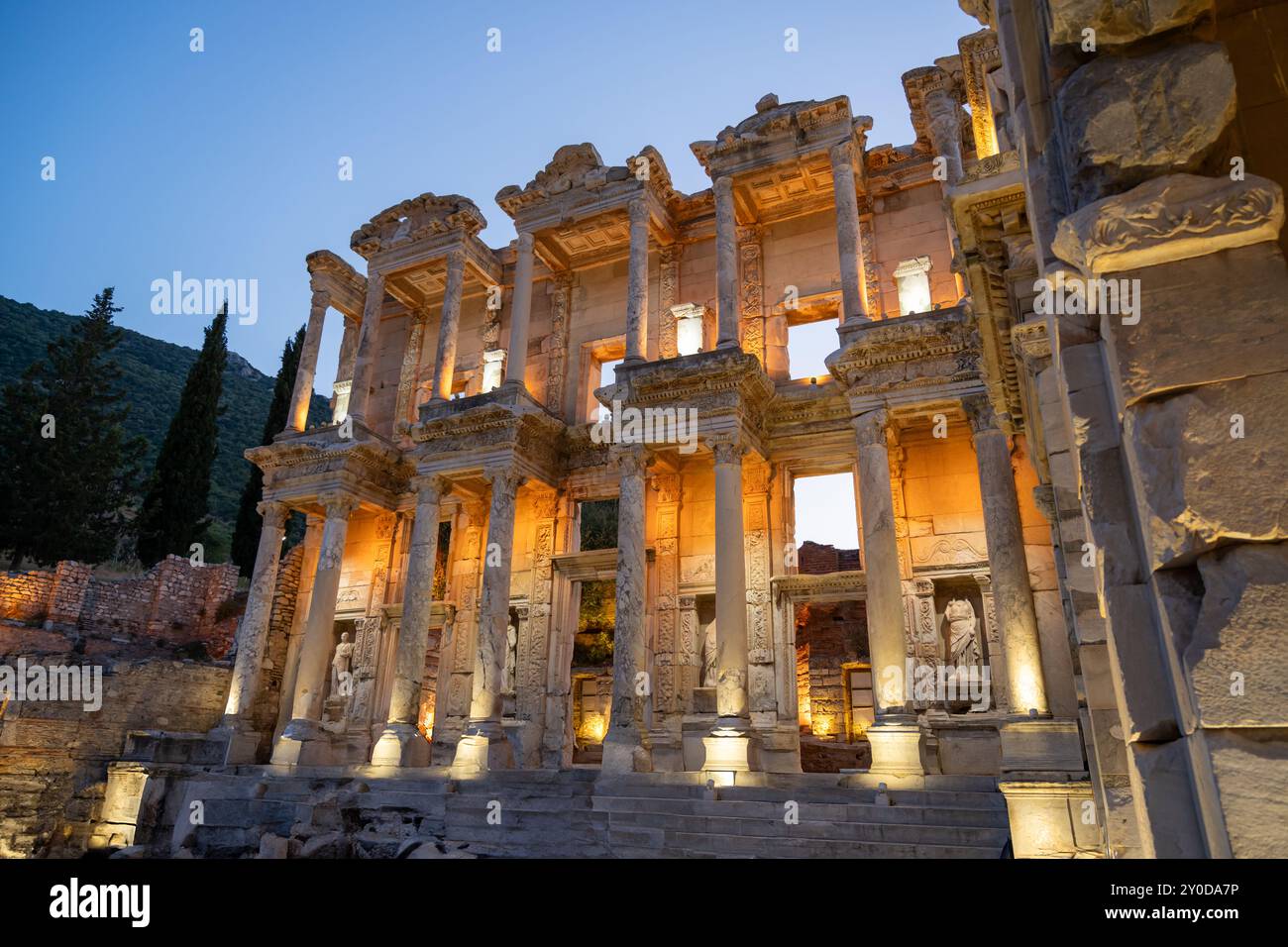 Celsus library in the Ancient City of Ephesus with its magnificent view ...