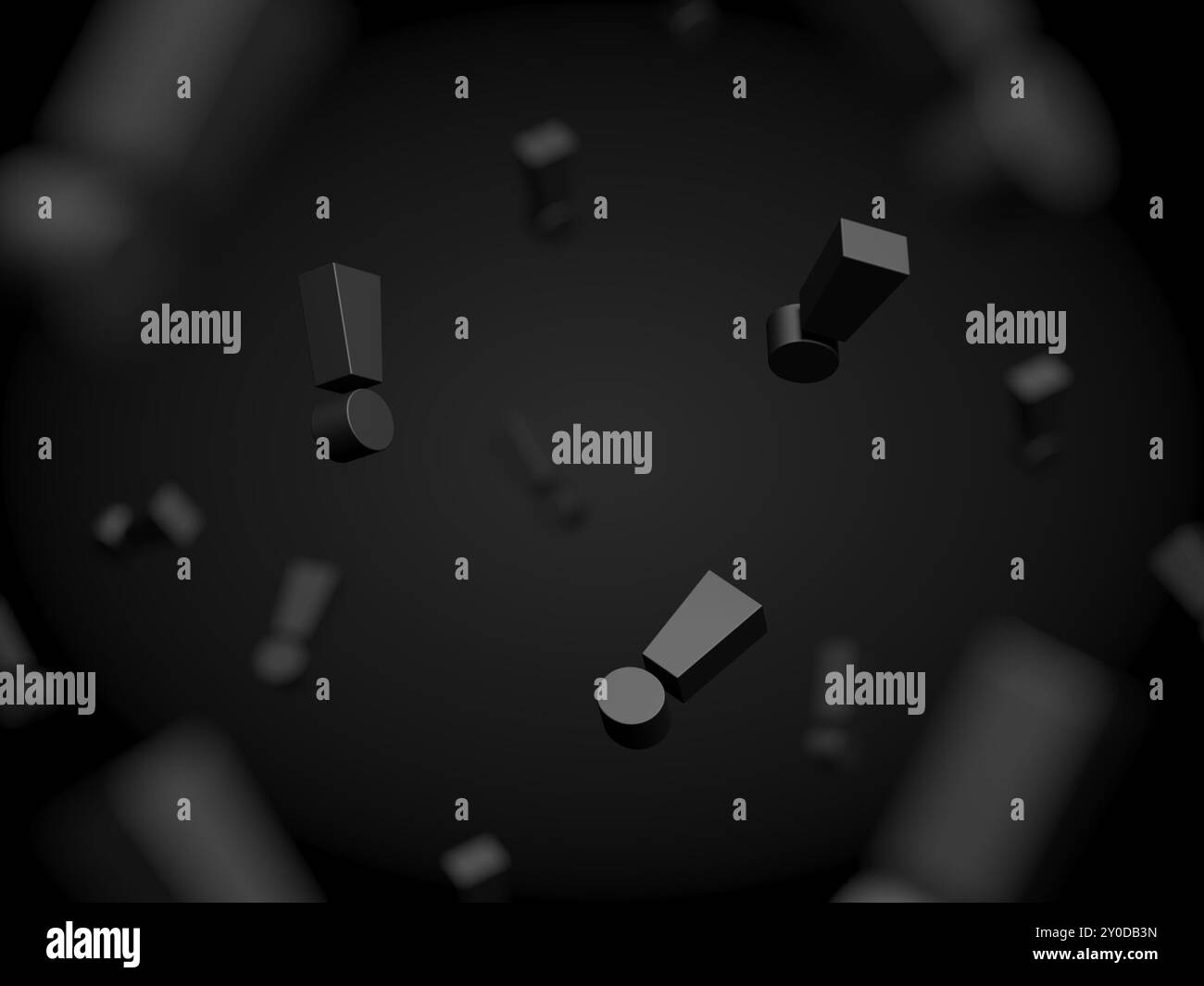 Exclamation marks on black background. 3d illustration Stock Photo - Alamy