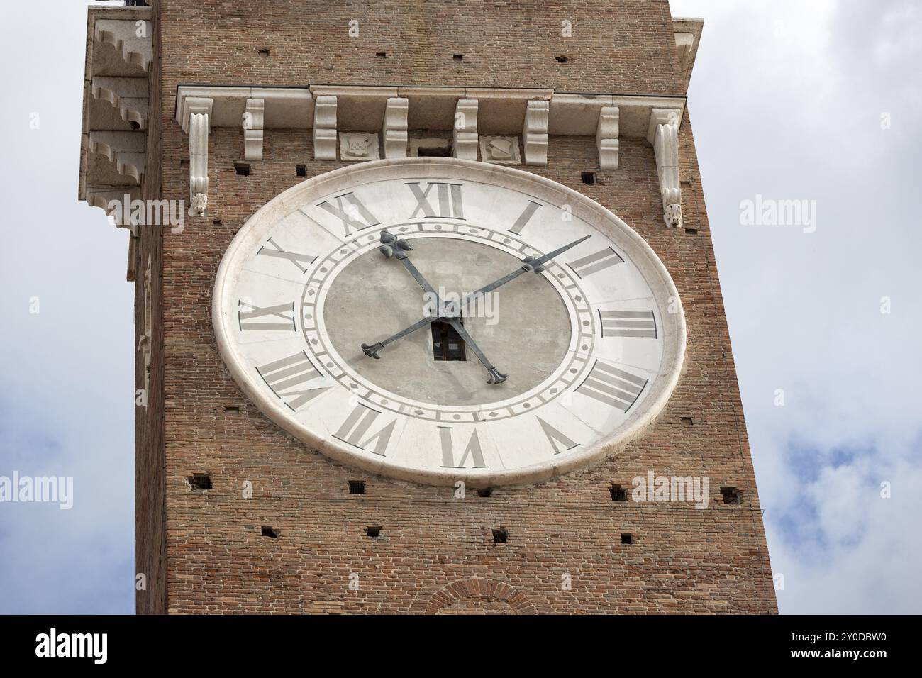 Tower clock at the Torre dei Lamberti in Verona, Italy, Europe Stock ...