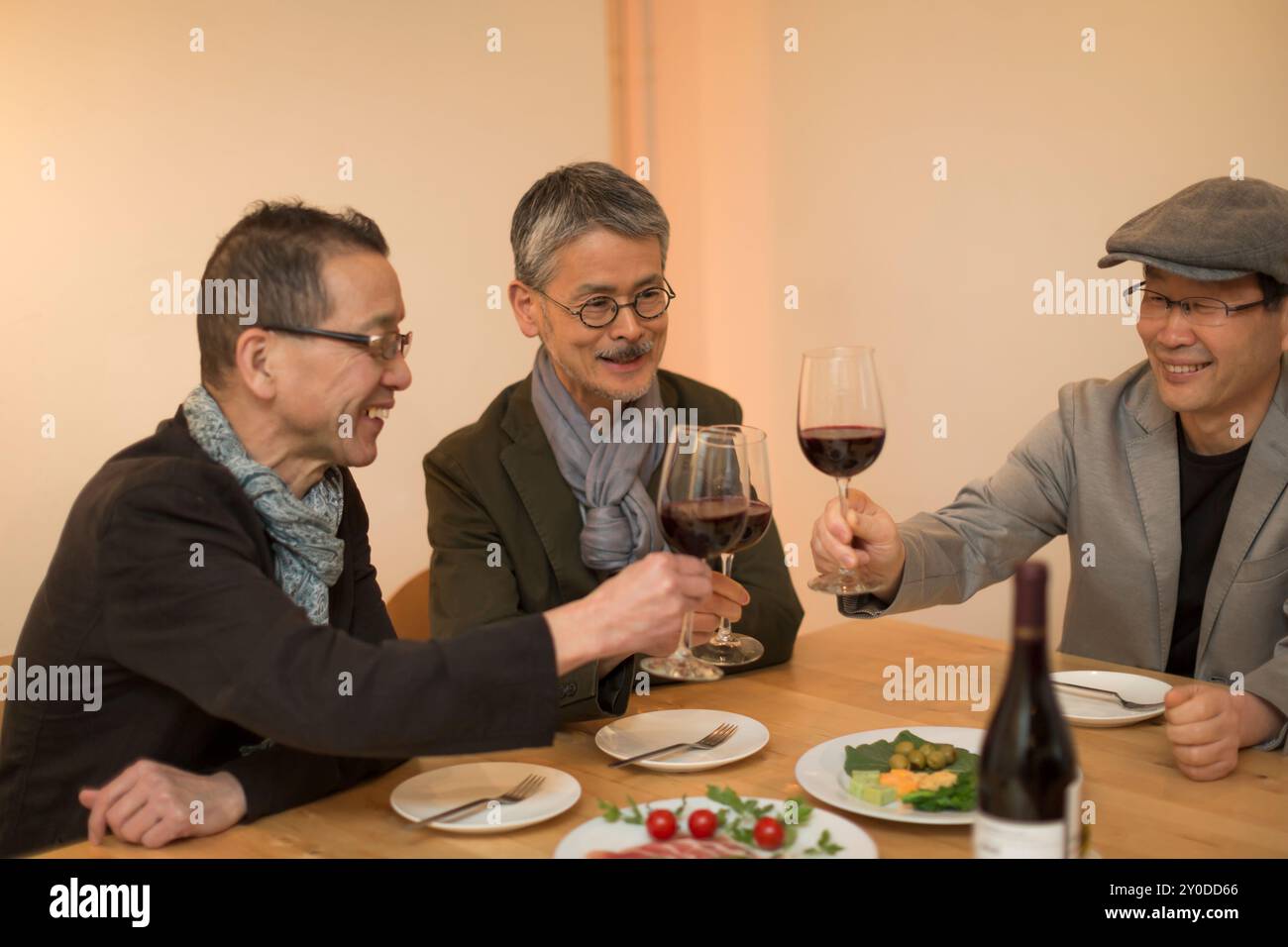 Elderly men giving a toast at a restaurant Stock Photo - Alamy