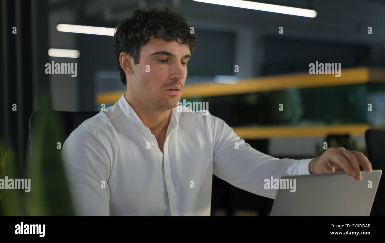 Exhausted overworked overload overtime working tired businessman close ...