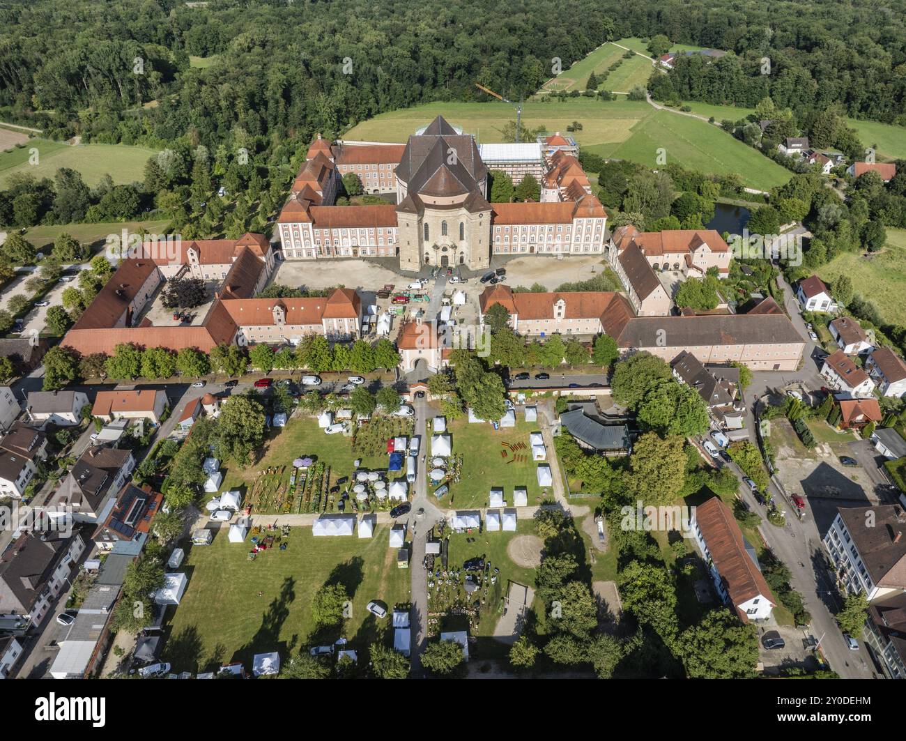 Aerial view of the Wiblingen monastery complex, former Benedictine ...