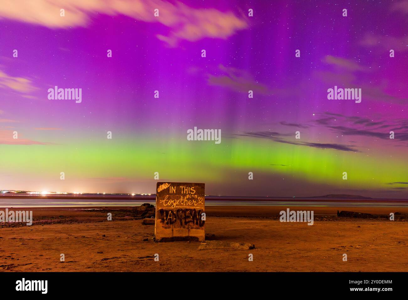 Intense aurora borealis display at Burrow Beach Stock Photo - Alamy