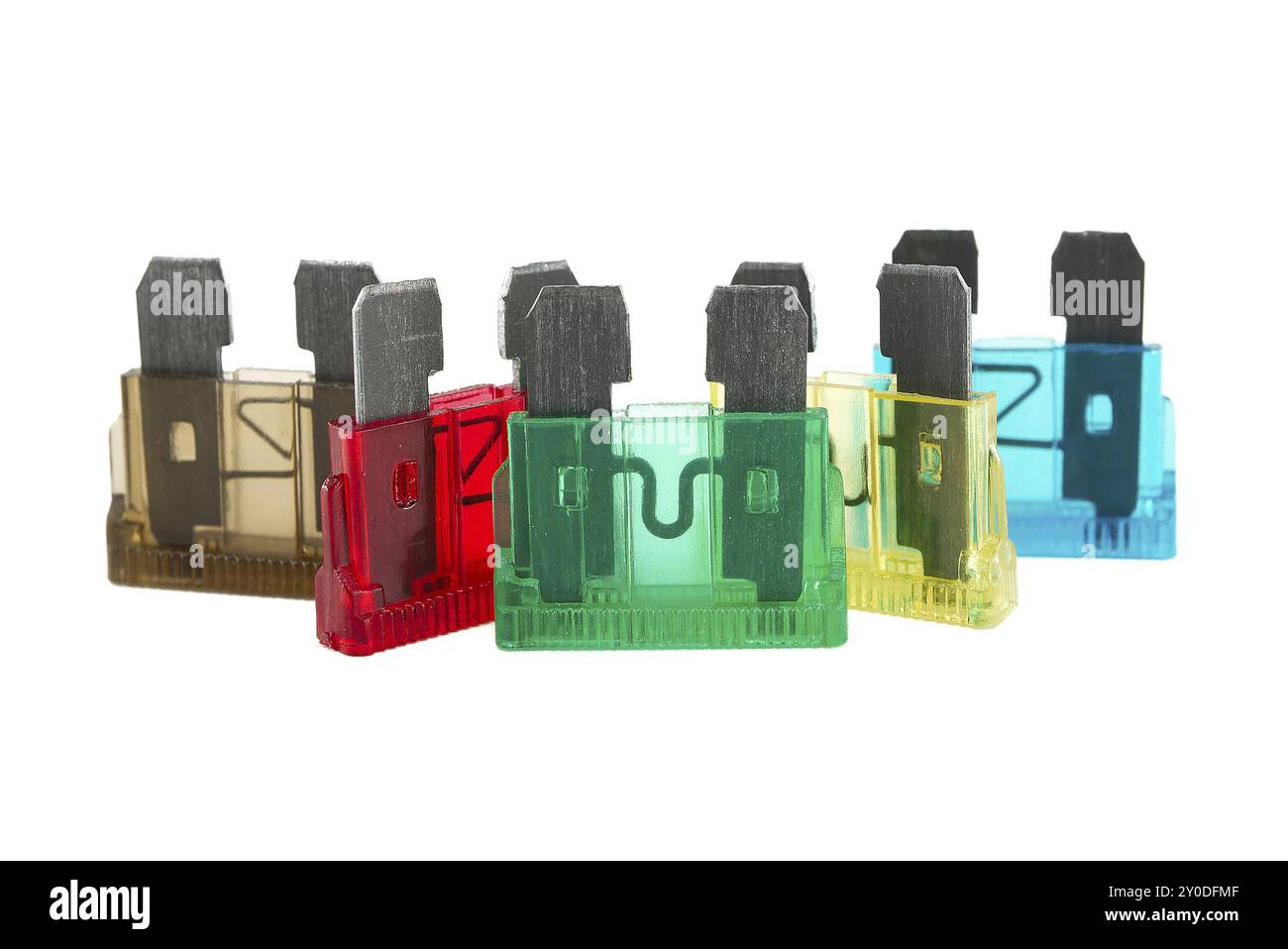 Car fuses with open circuit used to protect the wiring and electrical ...