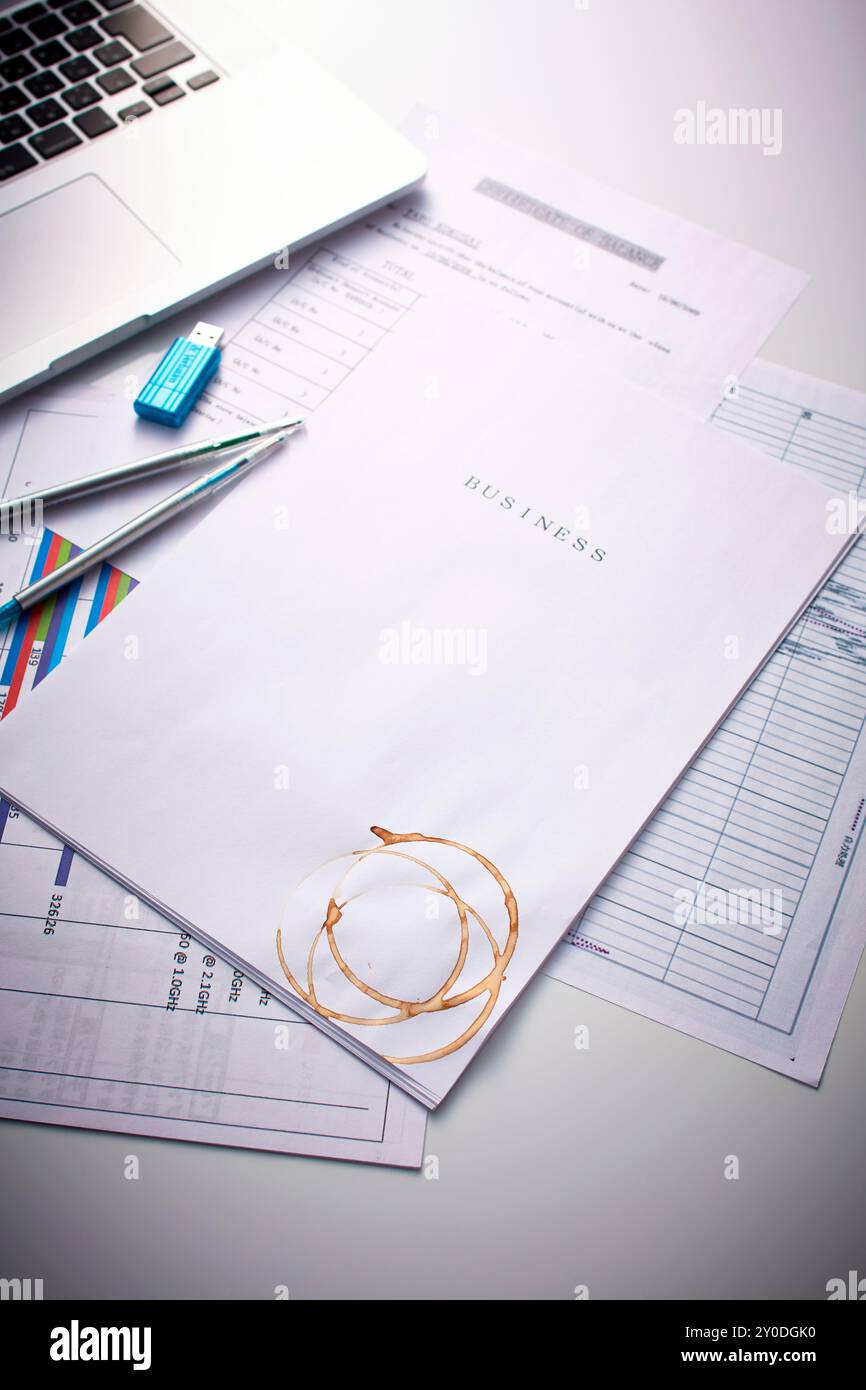 Documents and coffee stains Stock Photo - Alamy
