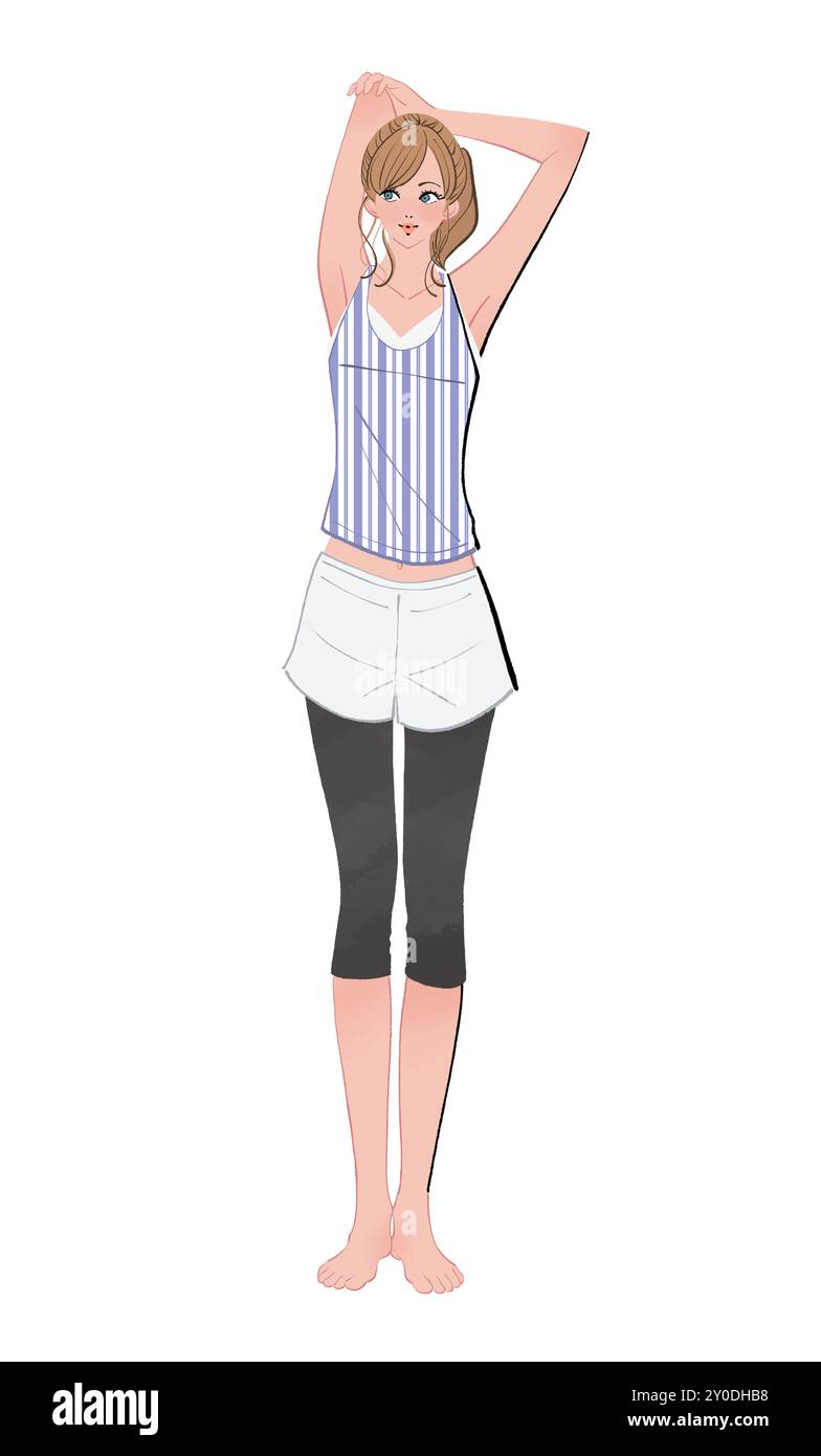 A girl raising her arm and stretching Stock Photo - Alamy