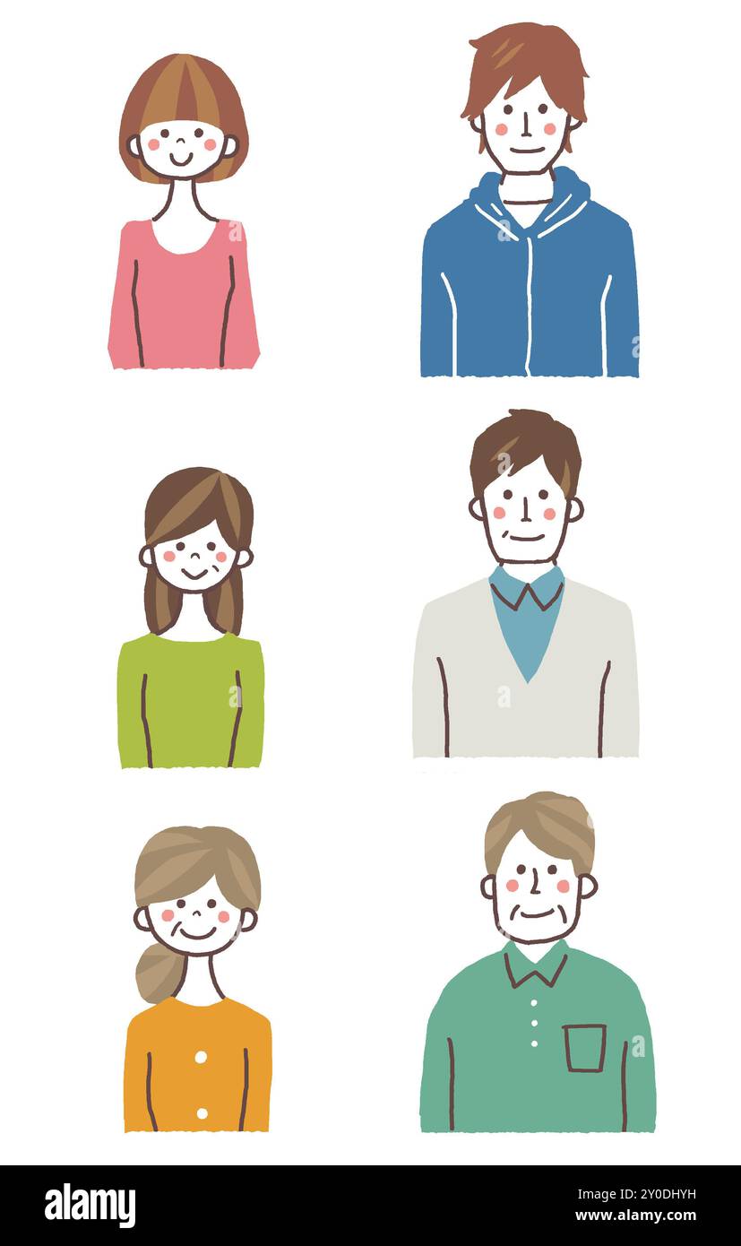 Busts and faces of a family, basic Stock Photo - Alamy