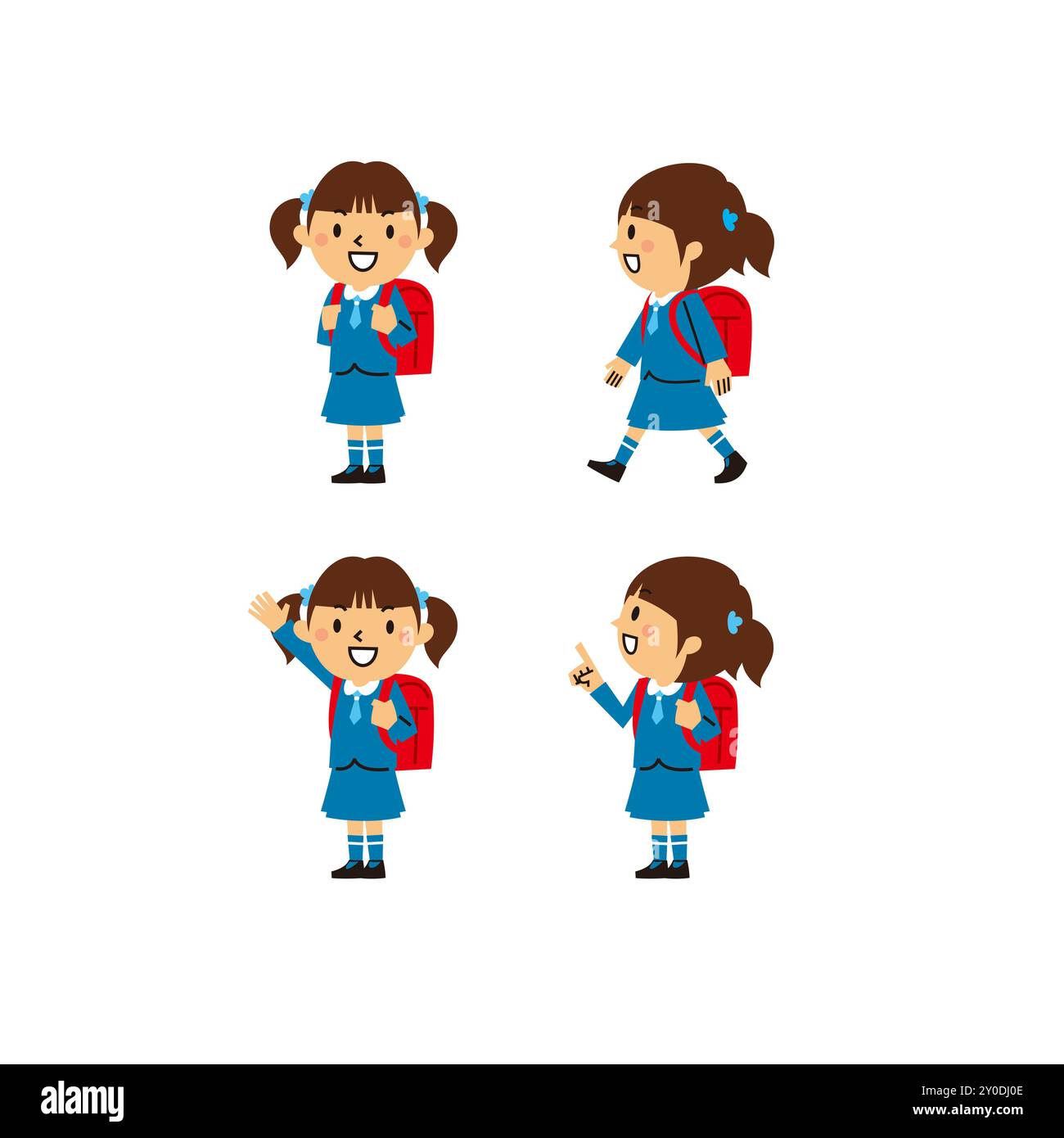 Elementary school girls （uniform, smiling , attending school and ...